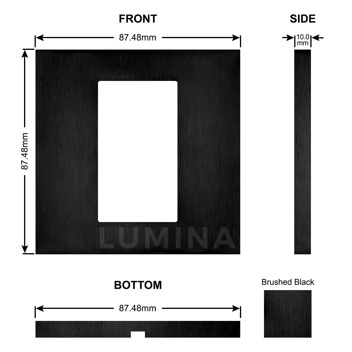 Brushed Black Contemporary Faceplate - LUMINA Ltd